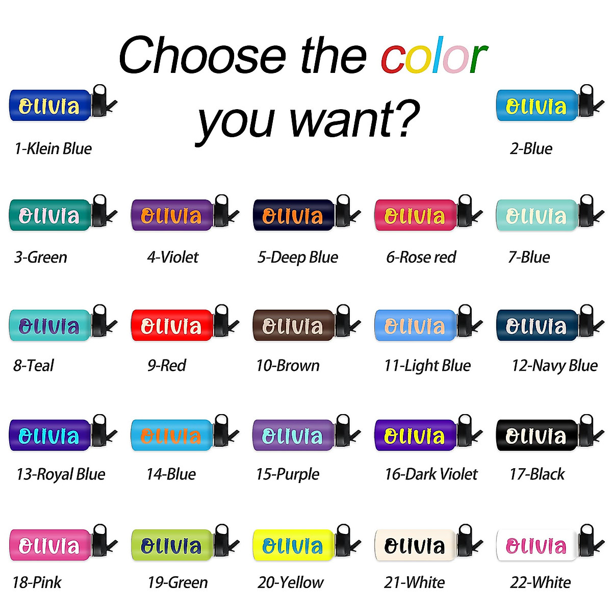 Personalized Kids Water Bottle for School, 18 oz Custom Name Insulated Water Bottles With Straw, Stainless Steel Reusable Waterbottle Gifts for Girls Boys Men Women - Color Clash