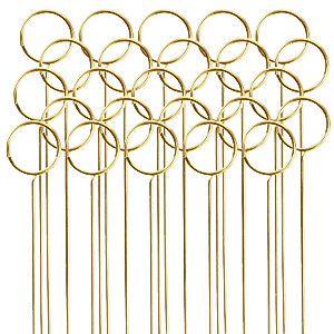 Bonsicoky 30 Pack Gold Floral Card Holder Picks - 13.2" Metal Gift Card Holder - Heart Shaped Place Card Holder for Wedding Birthday Party Bouquet Decorations