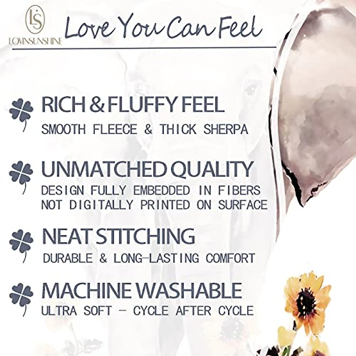 LOVINSUNSHINE Sunflower Elephant Blanket,Best White Elephant Gifts for Women Ideas,Unique Sunflower Gifts for Women Adults, for Women,Sherpa Fleece Throw Blanket for Couch 80x60