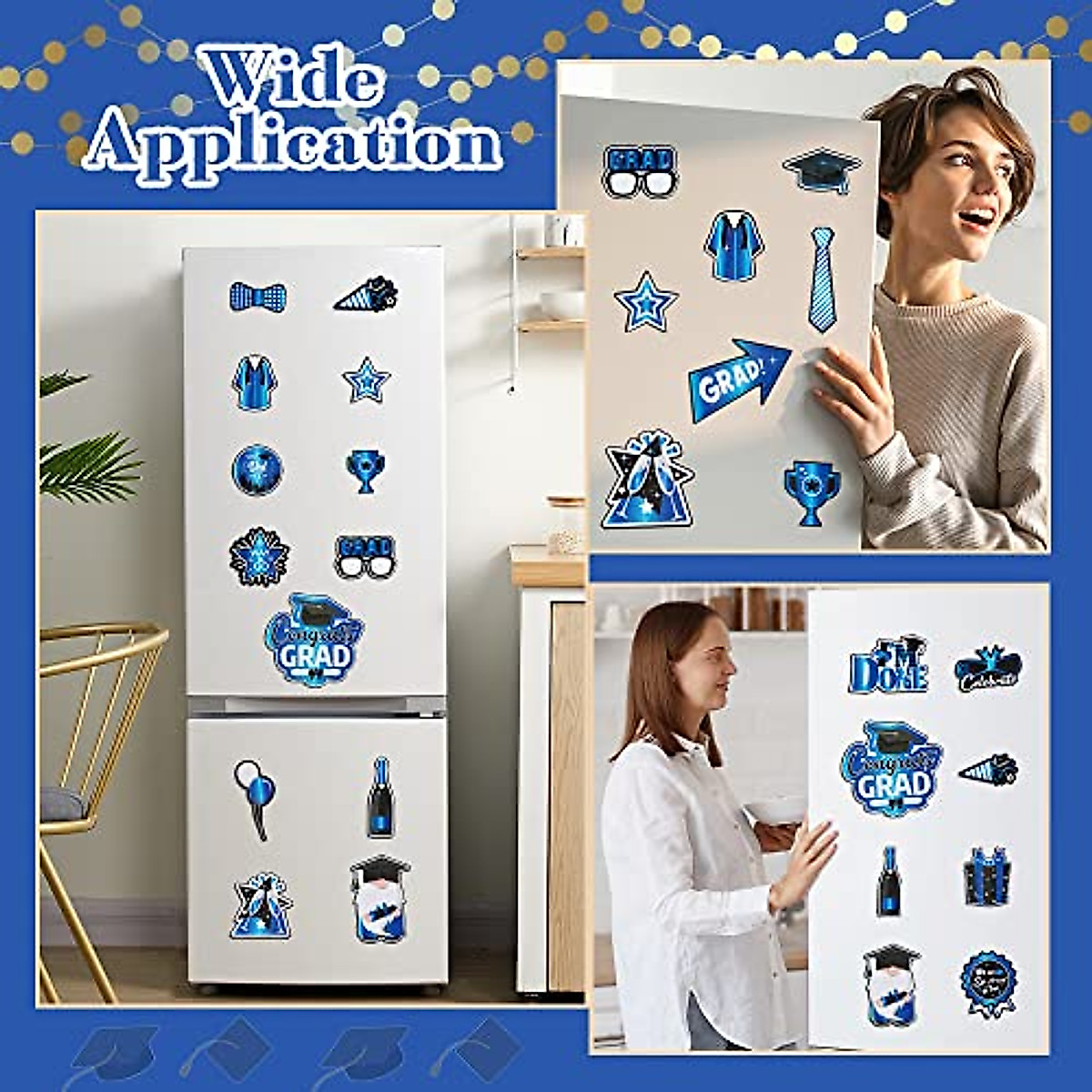 20Pcs Graduation Car Magnet Decors Class of 2023 Blue Graduation Refrigerator Magnets We are So Proud of You Graduation Magnets Stickers Grad Party Favors for Car School Office Whiteboard Home Decor