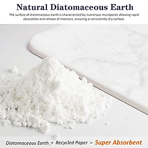 Parutta Large Stone Dish Drying Mat for Kitchen Counter, 23.6"(L)×15.4"(W), Quick Drying Diatomaceous Earth Stone Pad, Ultra Absorbent, Non-Slip, Heat Resistant Mat, Whtie Marble