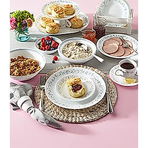 Corelle Vitrelle 4-Pieces 10.25" Glass Dinner Plates, Chip & Crack Resistant Glass Dinnerware Set Plates, Country Cottage