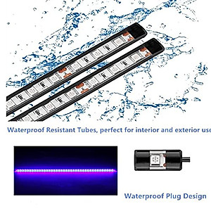Vbakor 12V Marine Boat Ultra Violet UV Black Light LED Lights Strip, Night Fishing Lights, 5050 LED IP67 Waterproof UV Led Strip for Fishing Pontoon Kayak Yacht Sailboat (4 Pcs 20'')