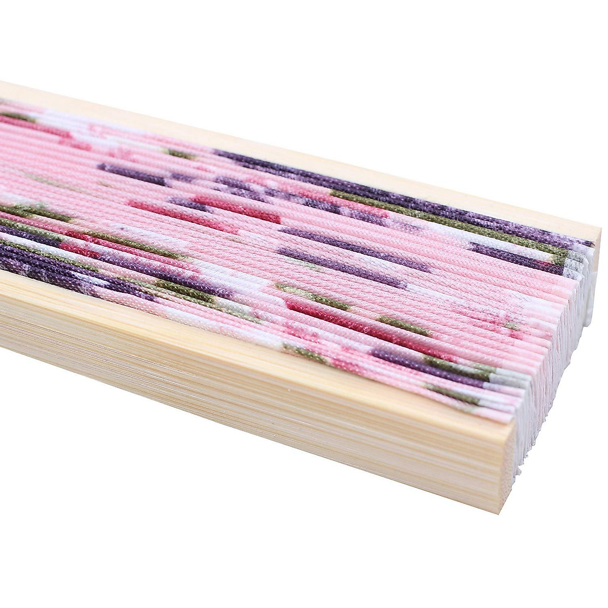 RAZZUM Bamboo Frame Fabric Pattern Dance Wedding Foldable Handbag Pink fan