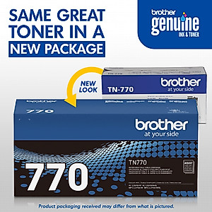 Brother TN-770 HL-L2370DW L2370DWXL MFC-L2750DW L2750DWXL Toner Cartridge (Black) in Retail Packaging