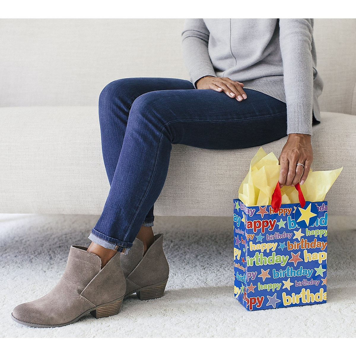 Hallmark 9" Medium Birthday Gift Bag with Tissue Paper (Blue Happy Birthday)