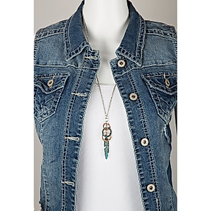 SPUNKYsoul Feather Circle Long Necklace for Women Collection (3 Toned Patina Copper)