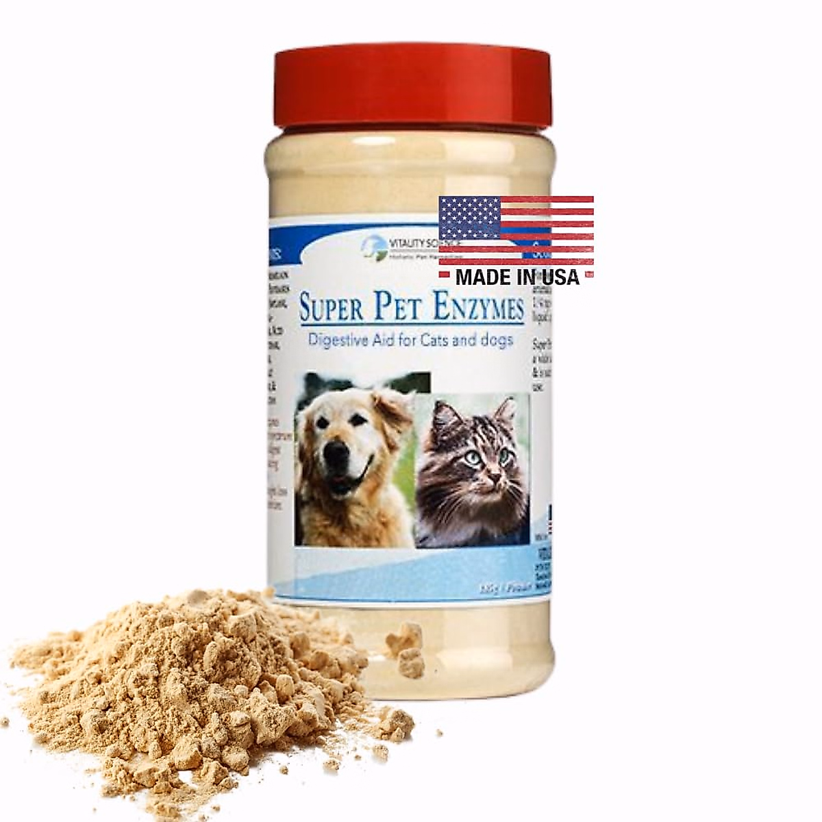 Vitality Science All Natural Super Pet Enzymes for Cats | Complete Spectrum of Digestive Enzymes | Helps Cat Diarrhea, Constipation, Digestion, Allergy & Immunity (Small)