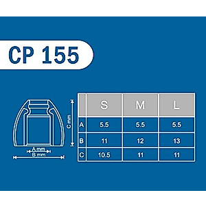 SpinFit CP155 for Wide and Long IEM Nozzle - M - Patented Silicone Eartips for Replacement (2 Pairs) (for Nozzle Diameter from 6-7mm)