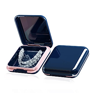 whoobell Retainer Case, Cute Retainer Case with Slim, Night Mouth Guard Case with Lid Hinge, Large Aligner Case, Inner Size 2.56, 2.36, 0.79inch（1pack