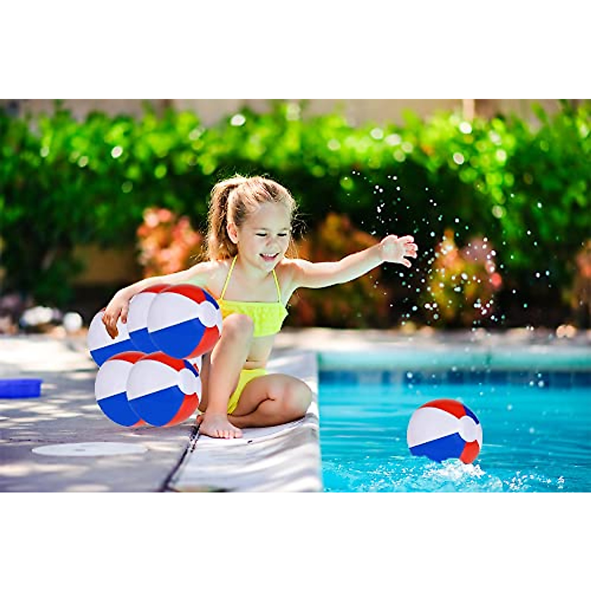 The Dreidel Company Inflatable Patriotic Beach Balls US Flag Design for Swimming Pool Party, Birthday, Summer Fun Toy, 12" Inch (6-Pack)