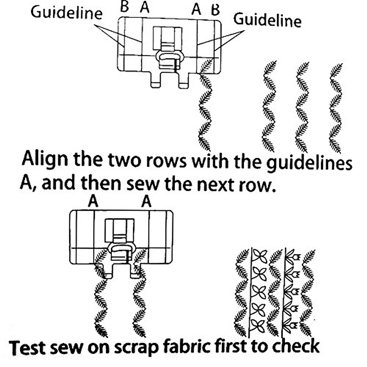 YEQIN Border Guide Sewing Machine Presser Foot - Fits All Low Shank Snap-On Singer, Brother, Babylock, Euro-Pro, Simplicity, White, Janome, Kenmore, Juki, New Home