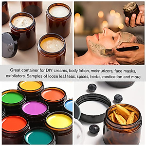 Amber Glass Jar with Lids, Tecohouse 4 oz, 2 oz and 1 oz Glass Jars with Lids & Stickers, Reusable Travel Containers for Creams, Lotion, Cosmetic - 3 pack