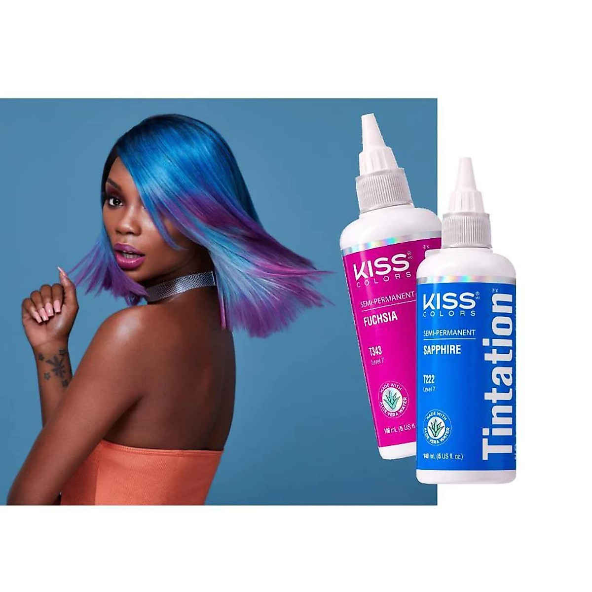 Kiss Tintation Semi-Permanent Hair Color Treatment 148 mL (5 US fl.oz) (Jet Black)