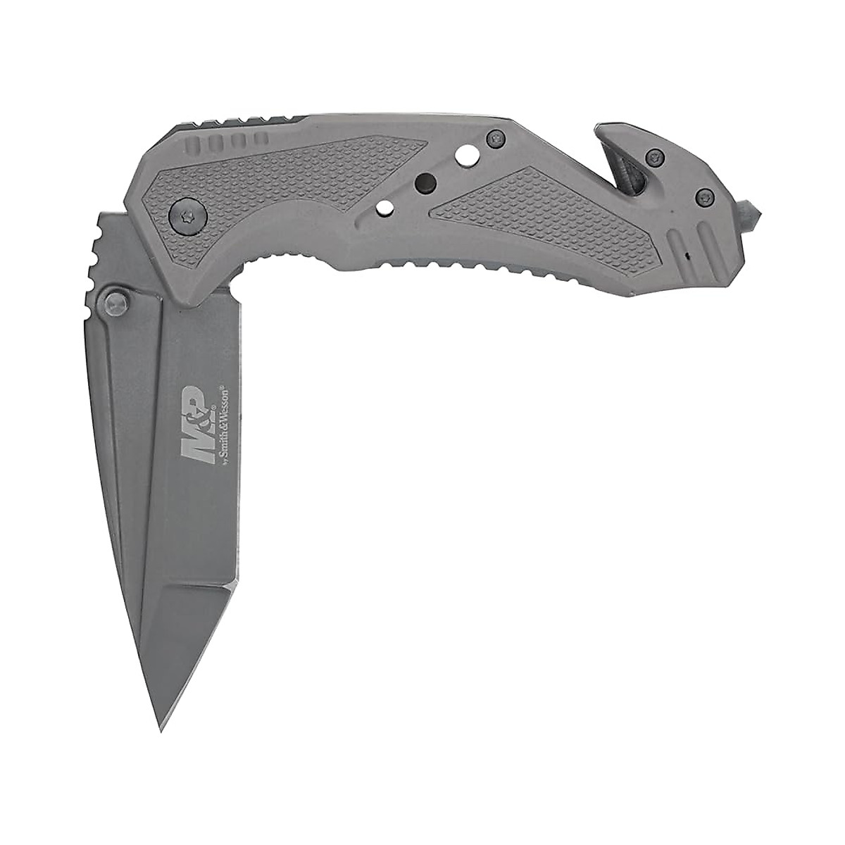 Smith & Wesson M&P SWMP11G 8.9in High Carbon S.S. Folding Knife with 3.8in Tanto Point Blade and Aluminum Handle for Outdoor, Tactical, Survival and EDC,Grey