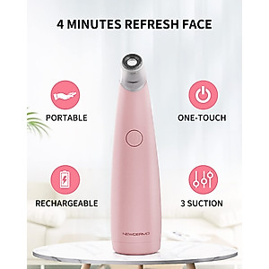 NEWDERMO 2-in-1 Microdermabrasion Machine for Facial, Diamond Microdermabrasion Device USB Rechargeable - Advanced Home Facial Treatment Machine (Pink)