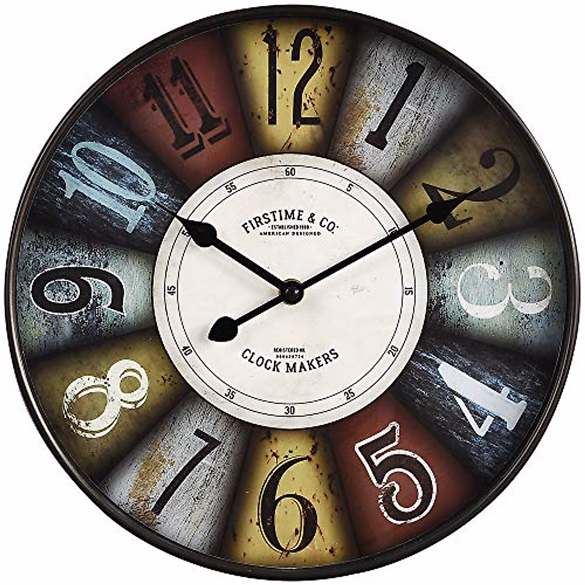 FirsTime & Co. Colorworks Wall Clock, American Designed, Multi-Color, 2 x 12 x 12, (27741), Multicolor