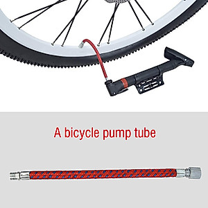 Mountain Bike Pump Tube, Aluminum Bike Tyre Tire Hand Air Pump Inflator Replacement Hose Needle Valvess Connector Accessories for Mountain Road Bike Pump Extension Bikes and Spare