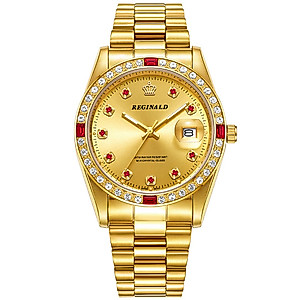 Reginald Watches for Men Hands Sapphire Full Gold Stainless Steel Quartz Dial Unisex Watch (Gold)