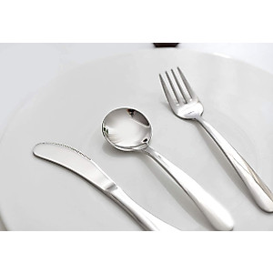 WEKTUNAA Stainless Steel Child Toddler Flatware Set, Kids Fork Knife Spoon, Mirror Polished, Steel Utensils for Toddler and Child