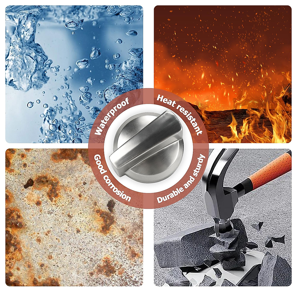 Funmit 5 Pack WB03X25796 Heavy Duty Burner Knob Exact Compatible with General Electric(GE) Stove Range Replaces AP5986232 WB03T10326 PS11721433 B071RXPPGF 4362262 Cooktop, Silver