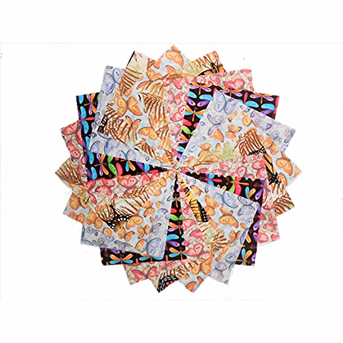 10 10 Inch Beautiful Butterflies & Dragonflies Layer Cake Quilting Squares 5 colorways/2 of Each