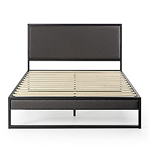 ZINUS Christina Upholstered Platform Bed Frame with Headboard, No Box Spring Needed, Wood Slat Support, Easy Assembly, Queen