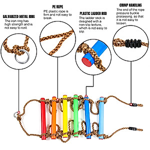 Perantlb 6.8ft Climbing Rope Ladder for Kids or Adult - Climbing Game for Swing Accessories - Tree House, Playground, Play Set for Boys Children