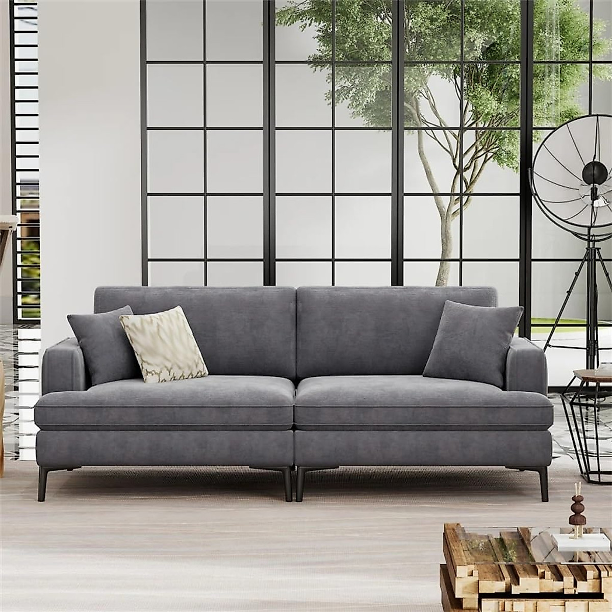 JAHH Stylish Upholstered Loveseat with Metal Legs Seat Capacity,Durable Suit for Living Room