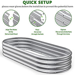 Mostmahes 6x2.3x1ft Galvanized Raised Garden Bed for Flowers, Outdoor Raised Planter Box, Backyard Metal Raised Garden Bed for Plant