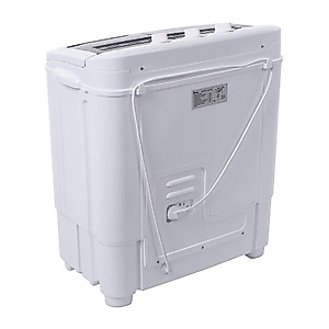Portable Mini Compact Twin Tub Washing Machine,Portable Washing Machine,with Built-in Drain Pump Semi-automatic Cover Washing Machine (Grey&White, 14.3lbs)