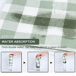 PiccoCasa 100% Cotton Terry Kitchen Towels Set of 6 Plaid Pattern (13 x 29 Inch) Soft Absorbent Drying Dish Towels for Kitchen Cooking - Green, White