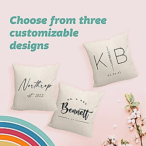 Pattern Pop - Personalized Wedding Throw Pillow - Couple Decorative Pillow - Celebrate Anniversaries and Weddings in Style - 17” x 17” Square Cover and Pillow - Monogram