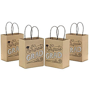 Hallmark 7" Small Graduation Gift Bags (Pack of 4: Congrats Grad) for High School, College, 8th Grade, Kindergarten, Nursing School Graduates
