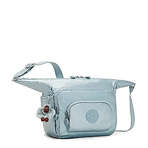 Kipling Womens Women's Erica Small Bag, Jetset Traveller, Small Handbag, Polyester Crossbody Bag, Pearl Teal Metallic, 10.5 L x 7.25 H 5.75 D US