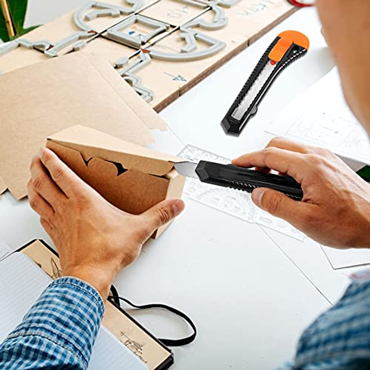 DIYSELF 24 Pack Utility Knife, Box Cutter, 18mm Utility Knives for School, Warehouse, Office, Box Cutter Retractable for Packages, Paper, Leather, Foam, Durable Razor Knife, Box Opener, Paper Knife