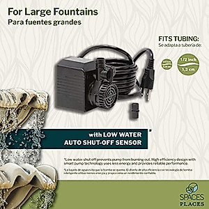 Spaces Places M430AS 430 GPH Auto Shut Pump for Indoor/Outdoor Waterfalls, Gardens, Koi Ponds, and Other Water Features, Black