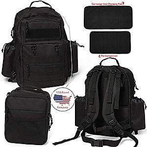 Brinero Diaper Bag Backpack for Dad, X-Large Bag With USB Port, Detachable Lunch Box, XL Changing Pad, 2 Large Water Bottle Pockets, Stroller Straps, Wipe Pocket Military Diaper Bags