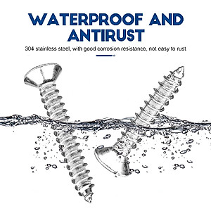 NINDEJIN Flat Head Self Tapping Screws Assortment Kit, 304 Stainless Steel Wood Screws, M3.5 Phillips Drive Self Tapping Screws, 240 pcs Self-Tapping Screws Set with 2 pcs Phillips Screw Bit (12-40mm)