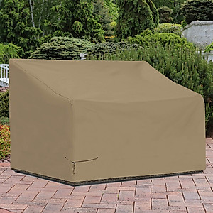SunPatio Waterproof Patio Sofa Covers, Heavy Duty Outdoor Furniture Covers, Deep Seated Loveseat Covers with Air Vent/Closure Straps/Drawstrings, All Weather Protection, 60" L x 40" W x 32" H, Taupe