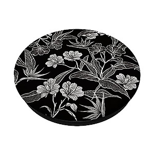 flowers blossom floral flower sketch garden black white PopSockets Standard PopGrip