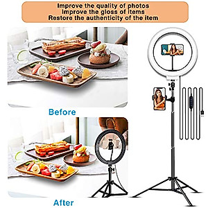 Selfie Ring Light, LED Light Ring with Stand, Circle Light for Makeup/Live Stream, Desktop Camera LED Ringlight with Tripod and Phone Holder Ring Lights for Photography/YouTube/Video Recording/Vlogs