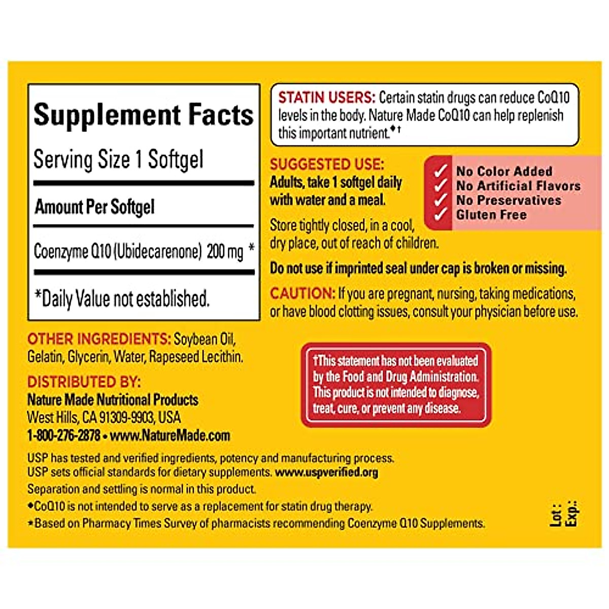 Nature Made CoQ10 200 mg, Dietary Supplement for Heart Health Support, 105 Softgels, 105 Day Supply