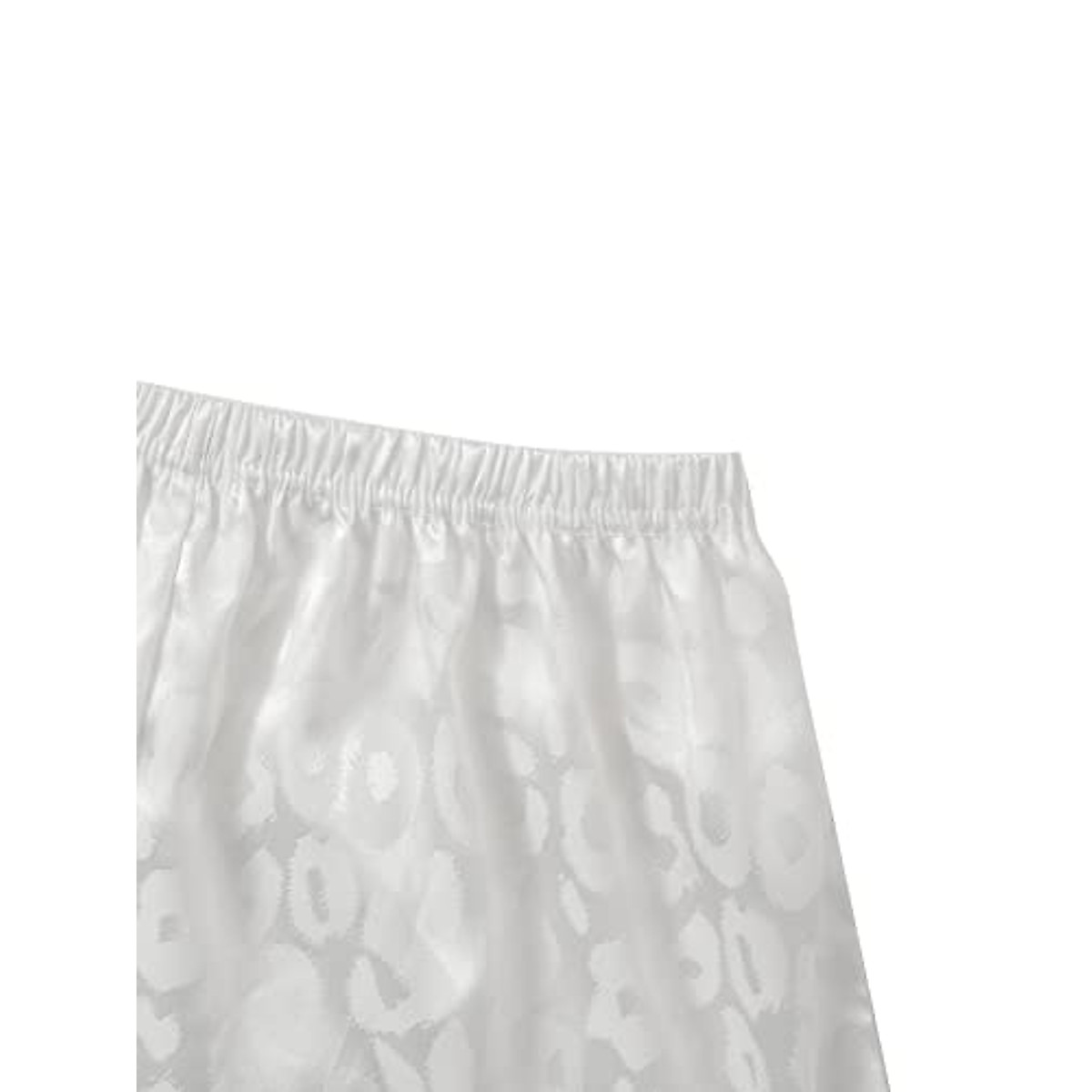 Verdusa Women's 2pc Satin Nightwear Button Front Sleepwear Short Sleeve Pajamas Set Leopard White S