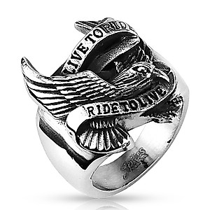 Artisan Owl Live to Ride, Ride to Live Biker Engraved Stainless Steel Ring (12)