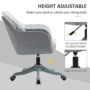 Vinsetto Office Chair, Lumbar Massage Desk Chair with Barrel Chair Armrests, USB Powered Massage, Mid-Back, 360 Swivel, Throw Pillow, Adjustable Height, Gray