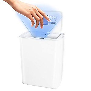 Automatic Infrared Motion Sensor Trash Can, 3.7 Gallon/14 L Non-Contact Plastic Garbage Bin for Bathroom Bedroom Office(White, Small)