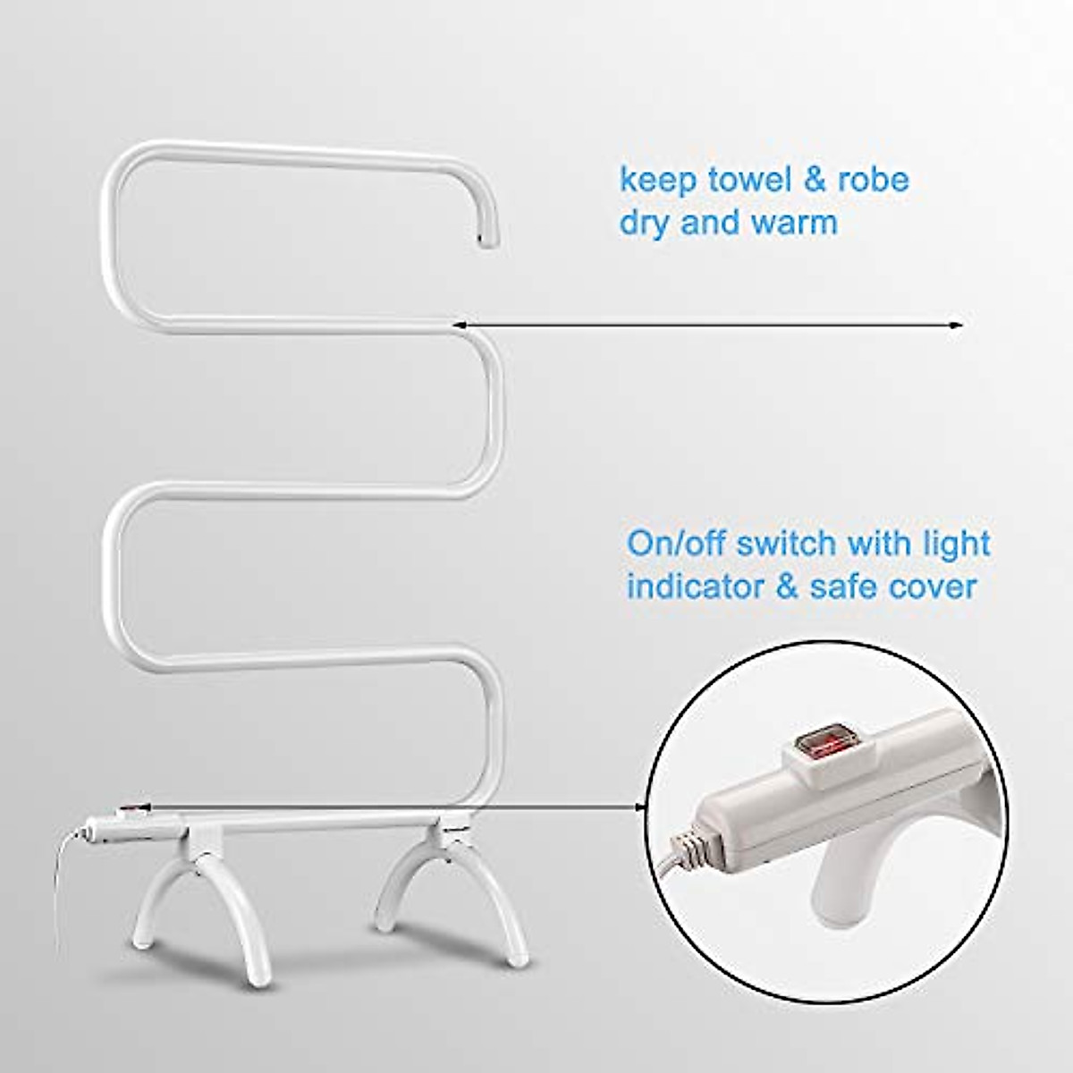 Homeleader Towel Warmer and Drying Rack, Heated Towel Rack, Wall Mount & Free Standing Towel Heater for Bathroom, 120W