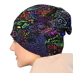 Trippy Psychedelic Art (2) Beanie Men Women Unisex Skull Knit Hat Cap