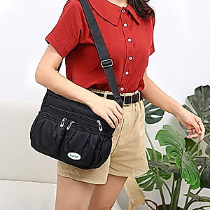 Scorlia Insulated Lunch Bag for Women/Men, Large Leakproof Cooler Box, Reusable Lunch Organizer with Side Pockets, Durable One Shoulder Crossbody Lunch Bag for Work, Picnic, Beach, Black